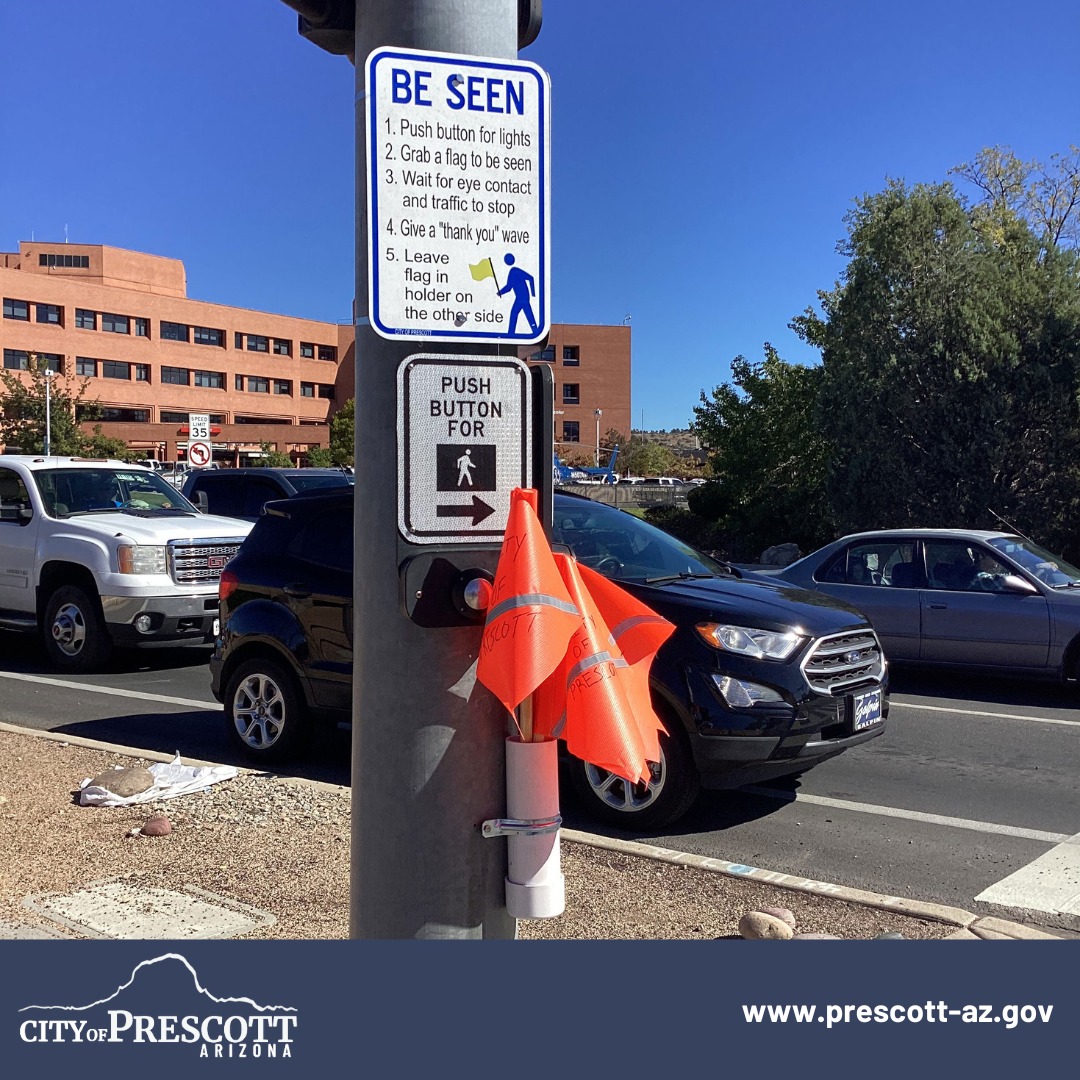 Pedestrian Flags Installed at Prescott’s Four-Points Intersection - KYCA